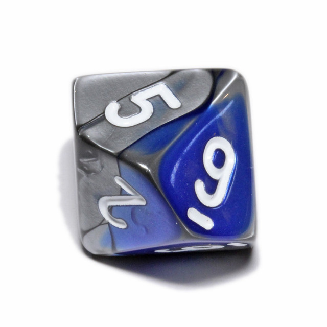 Chessex Gemini Blue and Steel 10-Sided Die (d10) | Dice Game Depot