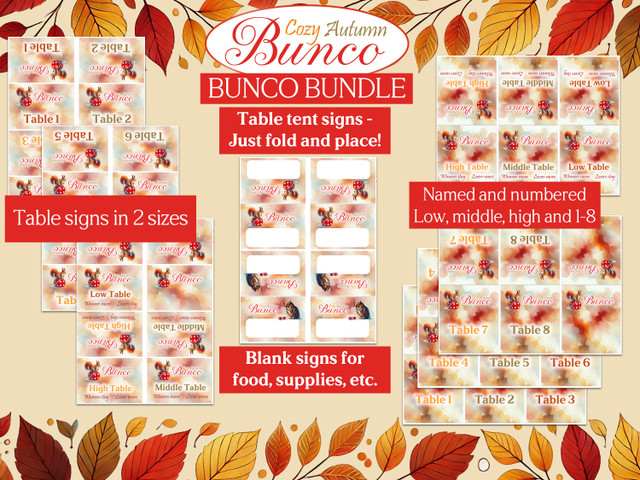 Cozy Autumn Bunco Bundle - Printable Bunco Suppy Pack | Dice Game Depot