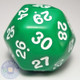 Big 30-sided green gaming dice for sale