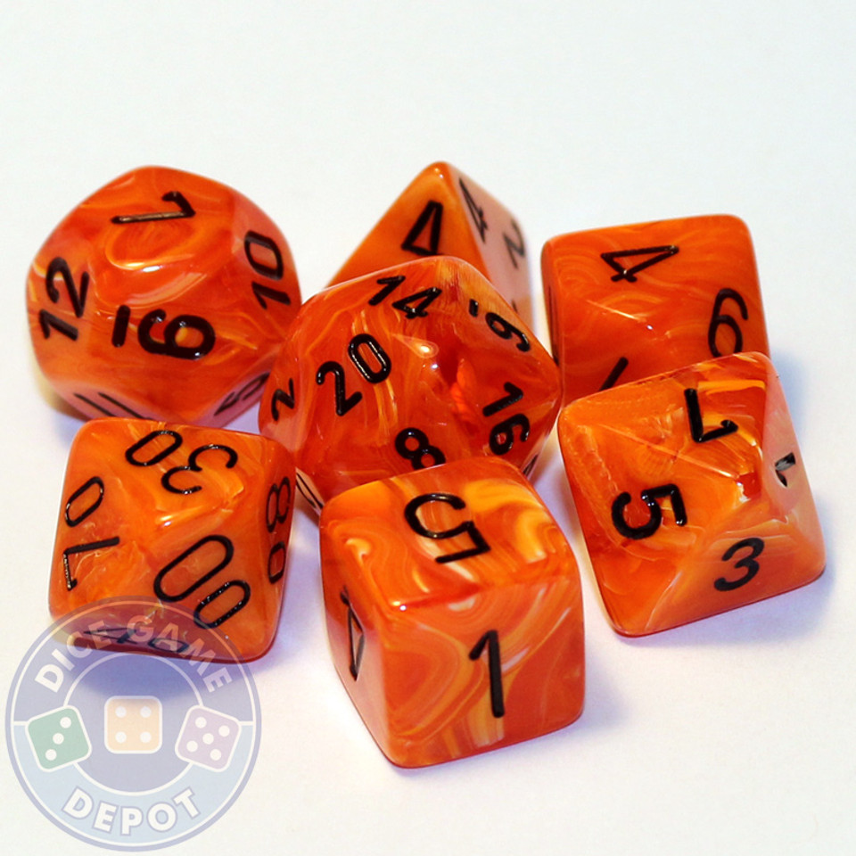 Orange Vortex Dnd Dice Set For Sale Dice Game Depot