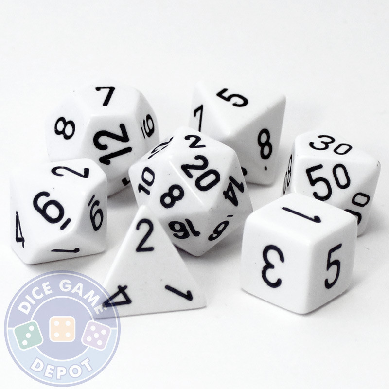 White Opaque DnD Dice Set | Dice Game Depot
