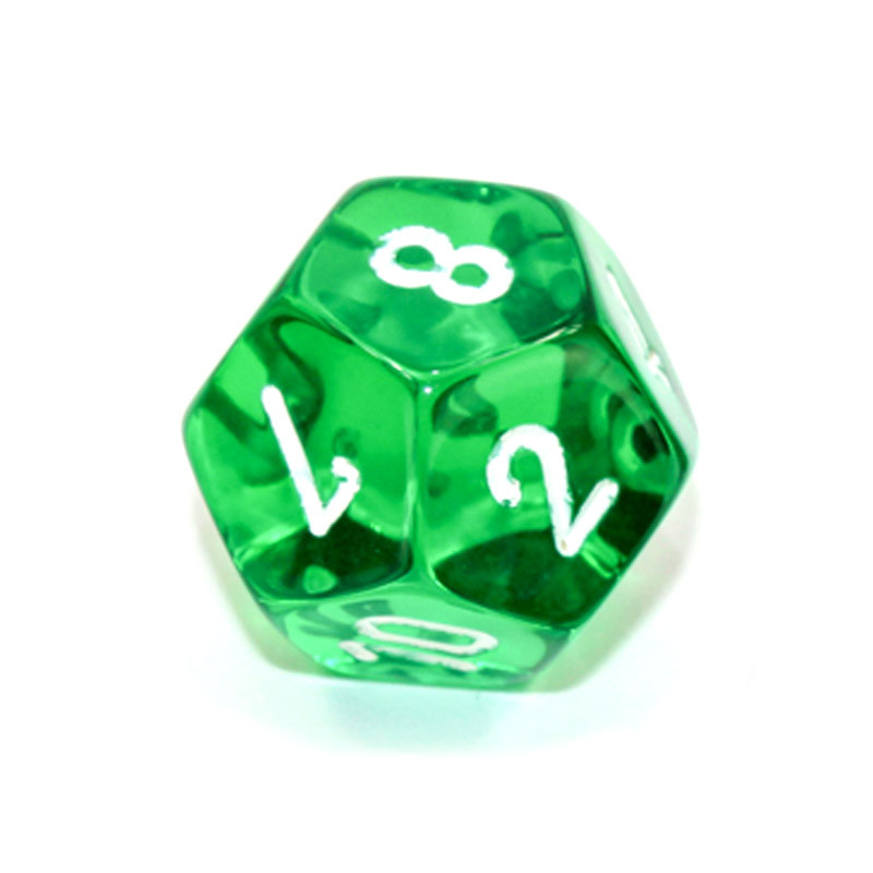 12-Sided Translucent Dice (d12) - Green - Dice Game Depot