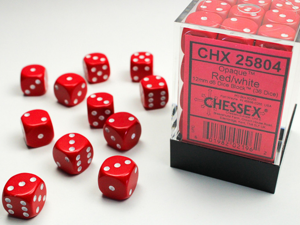 Opaque Round Corner Dice Block Of 36 Red 12mm D6 Dice Game Depot