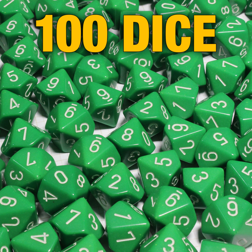 10-Sided Opaque Dice (d10) - Green - Dice Game Depot