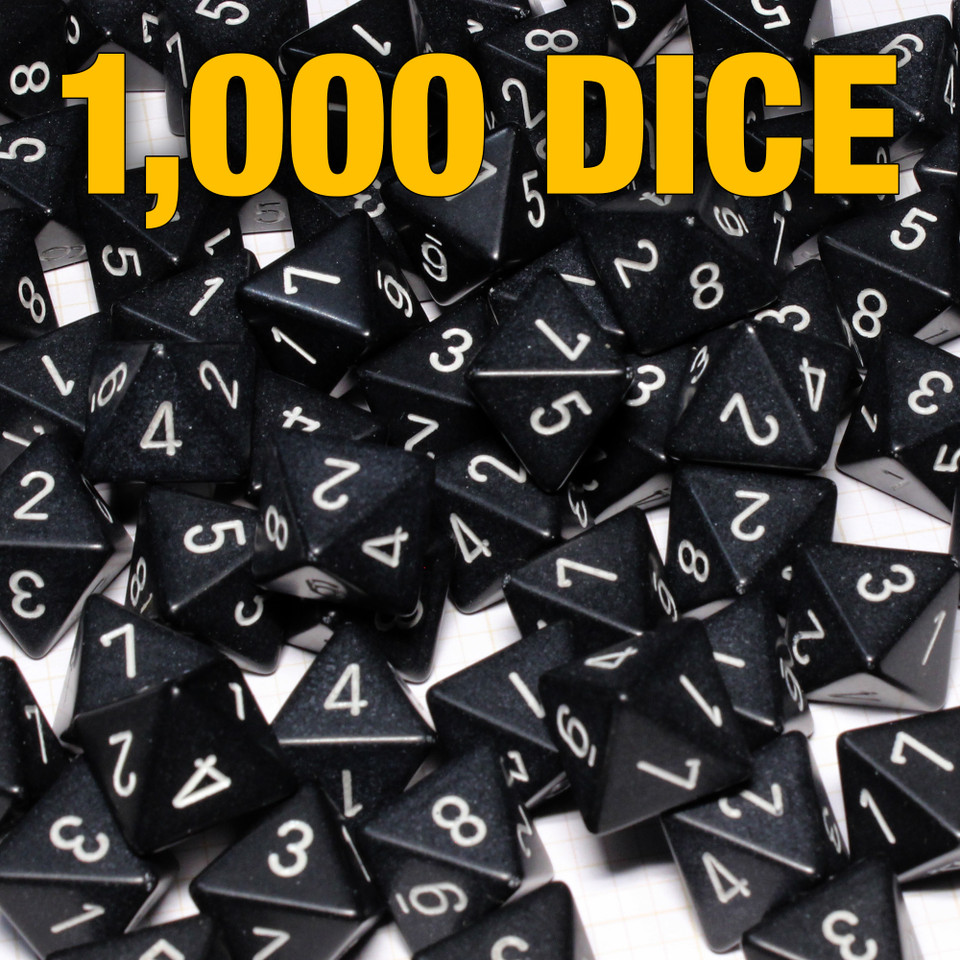 Set of 1000 8-sided Opaque Black Dice | Dice Game Depot