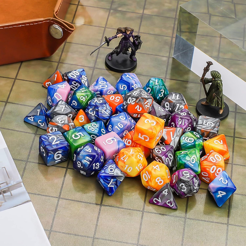 DnD Dice Set Starter Pack – 6 Polyhedral Sets with 6 Dice Bags | Dice ...