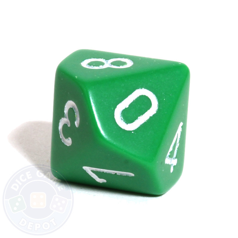 10-Sided Opaque Dice (d10) - Green - Dice Game Depot