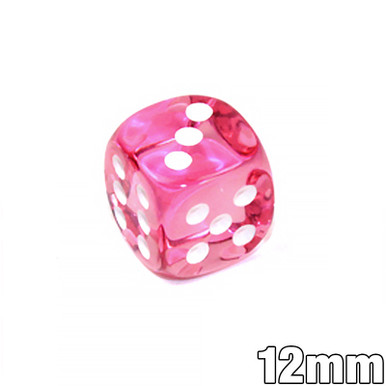 12mm Transparent Pink 6-Sided Dice For Sale | Dice Game Depot