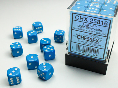 Block of 36 12mm Opaque Light Blue Dice | Dice Game Depot