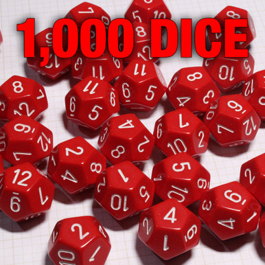 Set of 1000 12-sided Opaque Red Dice | Dice Game Depot
