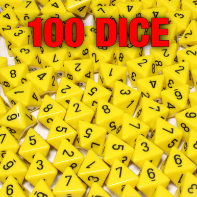 Set of 100 8-sided Opaque Yellow Dice | Dice Game Depot