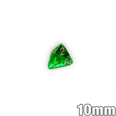 Translucent Green Mini 10mm 4-sided Translucent Dice (d4) | Dice Game Depot