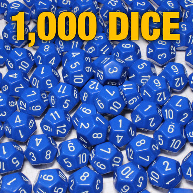 Set of 1000 12-sided Opaque Blue Dice | Dice Game Depot