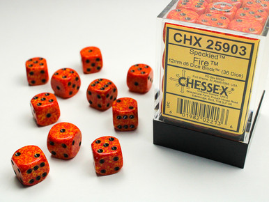Set of 36 Speckled Fire Dice in 12mm Size | Dice Game Depot