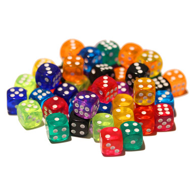 14mm Translucent Dice - Pack of 50 | Dice Game Depot