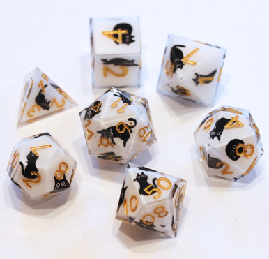 Cute Cat Sharp-Edge Resin Dice Set | Dice Game Depot