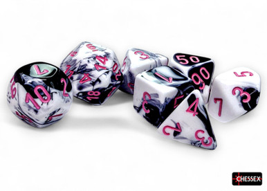Black and White Gemini TTRPG/DnD Dice Set | Dice Game Depot