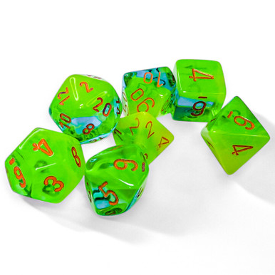 Plasma Green and Teal Gemini TTRPG/DnD Dice Set | Dice Game Depot