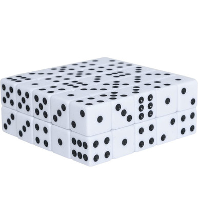 Set of 50 Opaque White 6-sided Budget Dice | Dice Game Depot