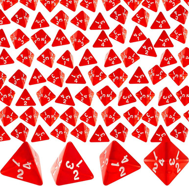 Pack of 48 Translucent Red 4-Sided Dice (d4) | Dice Game Depot