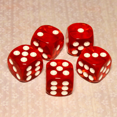 Set of 5 Translucent Red Budget Dice | Dice Game Depot
