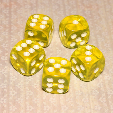 Set of 5 Translucent Yellow Budget Dice | Dice Game Depot