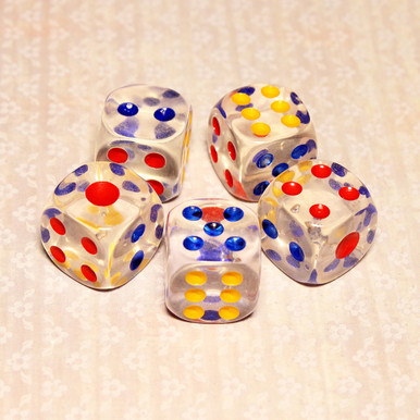 Set of 5 Crystal Clear Translucent Dice | Dice Game Depot