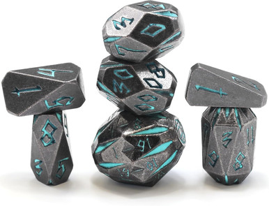Runic Stone Dice Set – Iron and Teal | Dice Game Depot