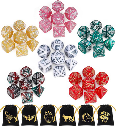 Christmas-themed Dice Sets - 6 Sets with Storage Bags | Dice Game Depot