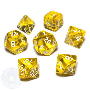 Translucent Yellow Polyhedral DnD Dice Set | Dice Game Depot