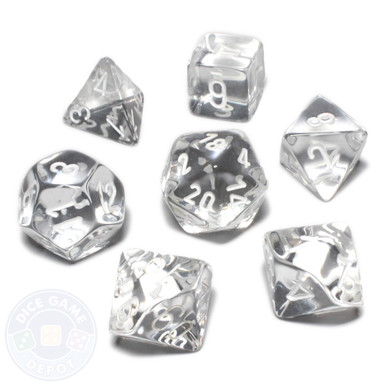 Translucent Clear Polyhedral DnD Dice Set | Dice Game Depot