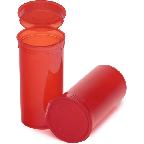 13 Dram Plastic Pop Top Container, Red Transparent 315/Case