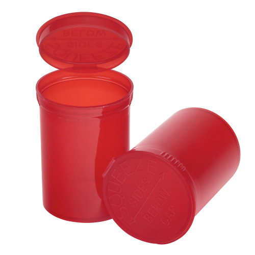 30 Dram Plastic Pop Top Container, Red Transparent 315/Case