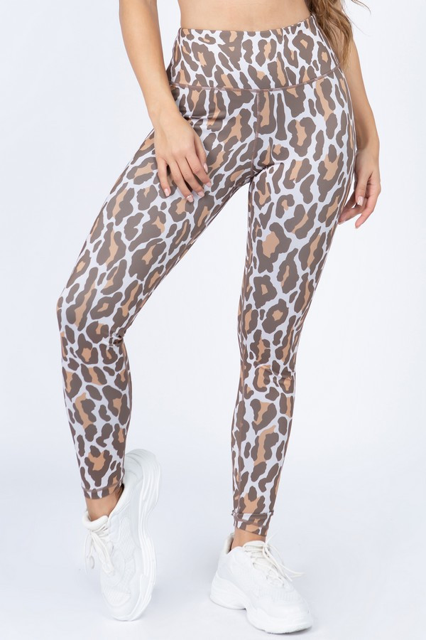 Leopard Workout Leggings - TAN - Treasure Island
