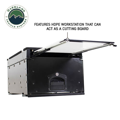 Camping Cargo Box With Slide Out Drawer & Working Station