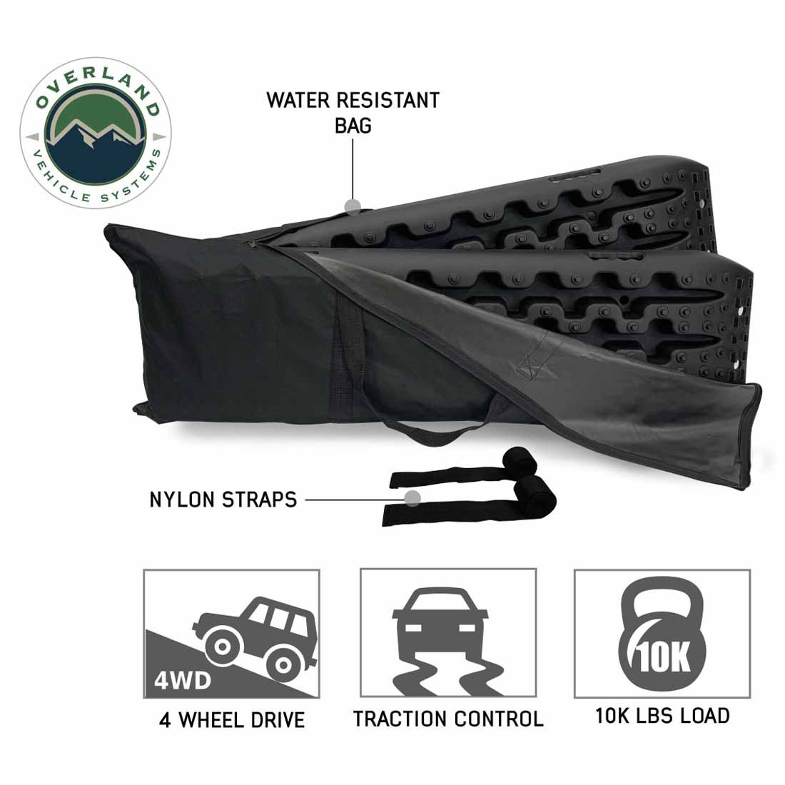 Recovery Ramps for 4WDs: Gray/Black Universal & Storage Bag