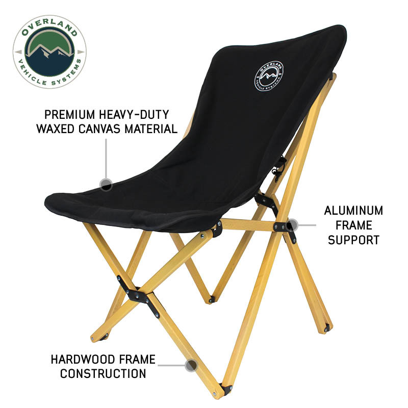 Kick It Wooden Camp Chair - Collapsible Wood Base & Storage Bag