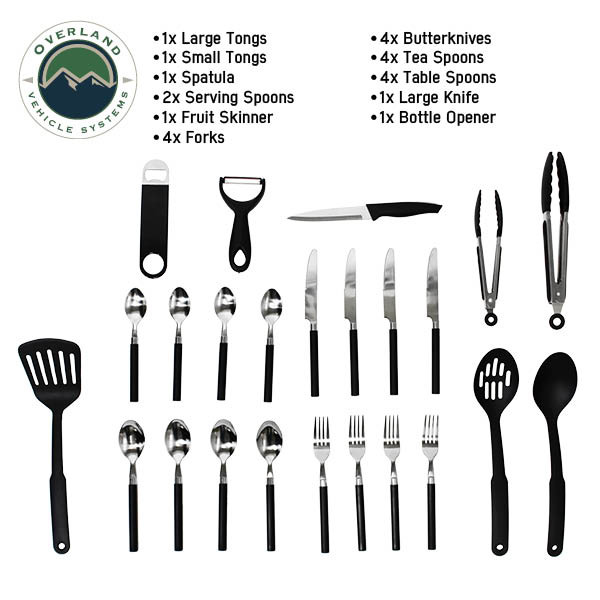 Overland Kitchen Hanging 24 Piece Cooking and Utensil Kit