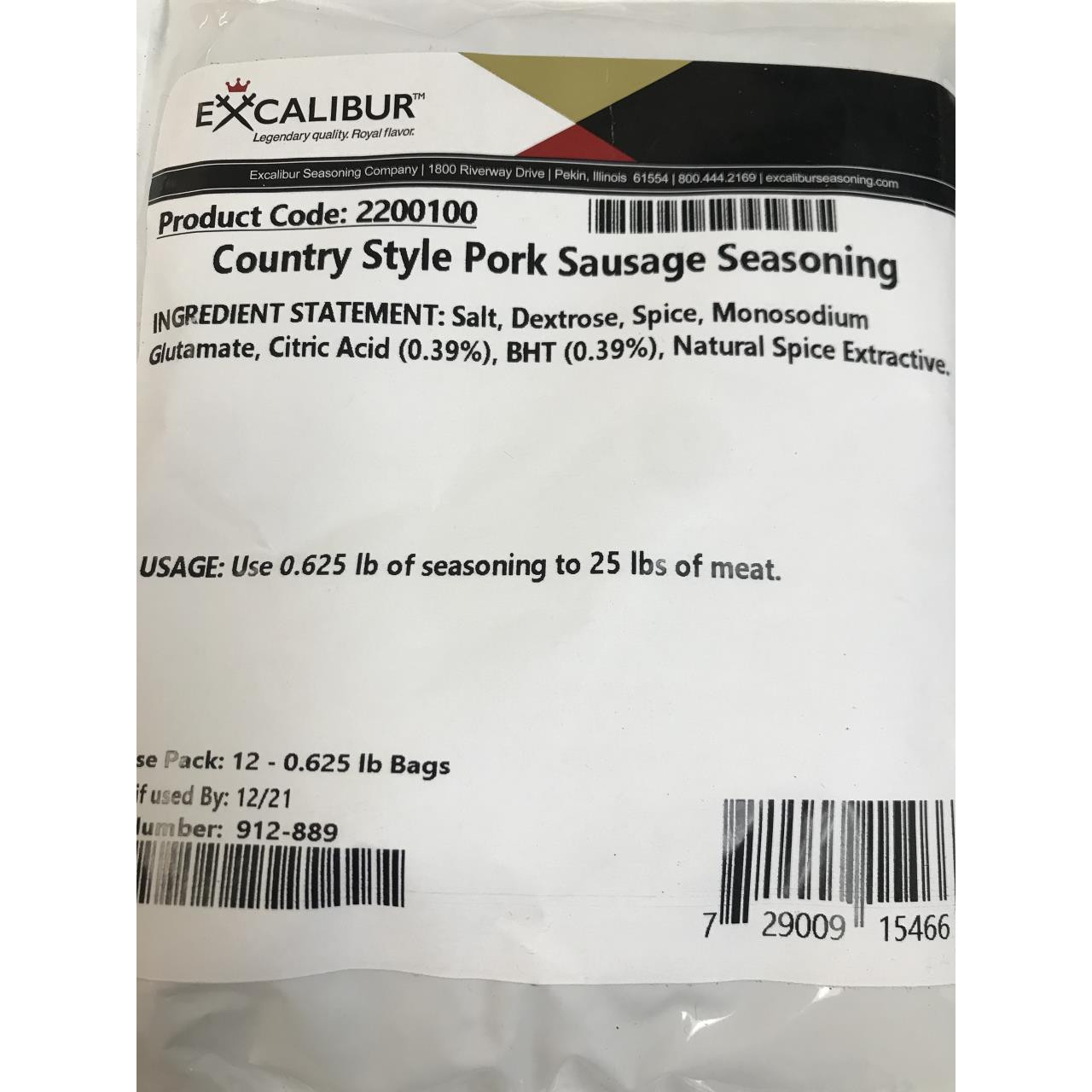Excalibur Seasoning Country Style Pork Sausage Seasoning 0625 Lb Package Presleys Outdoors