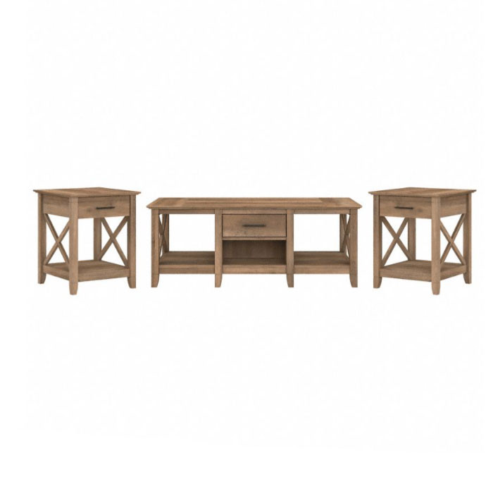 Bush Key West Coffee Table with Set of 2 End Tables Reclaimed Pine ...