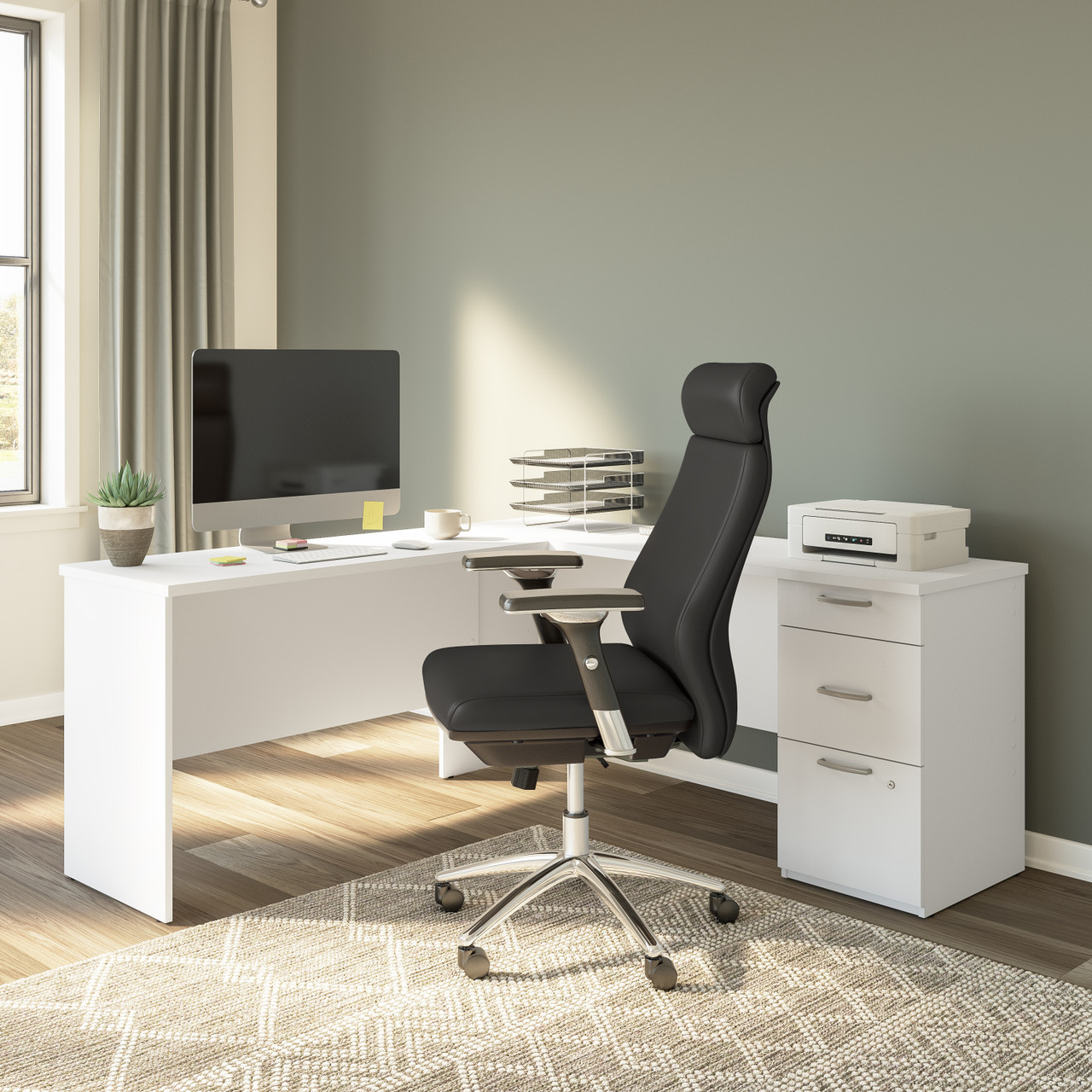 Bestar white computer desk store