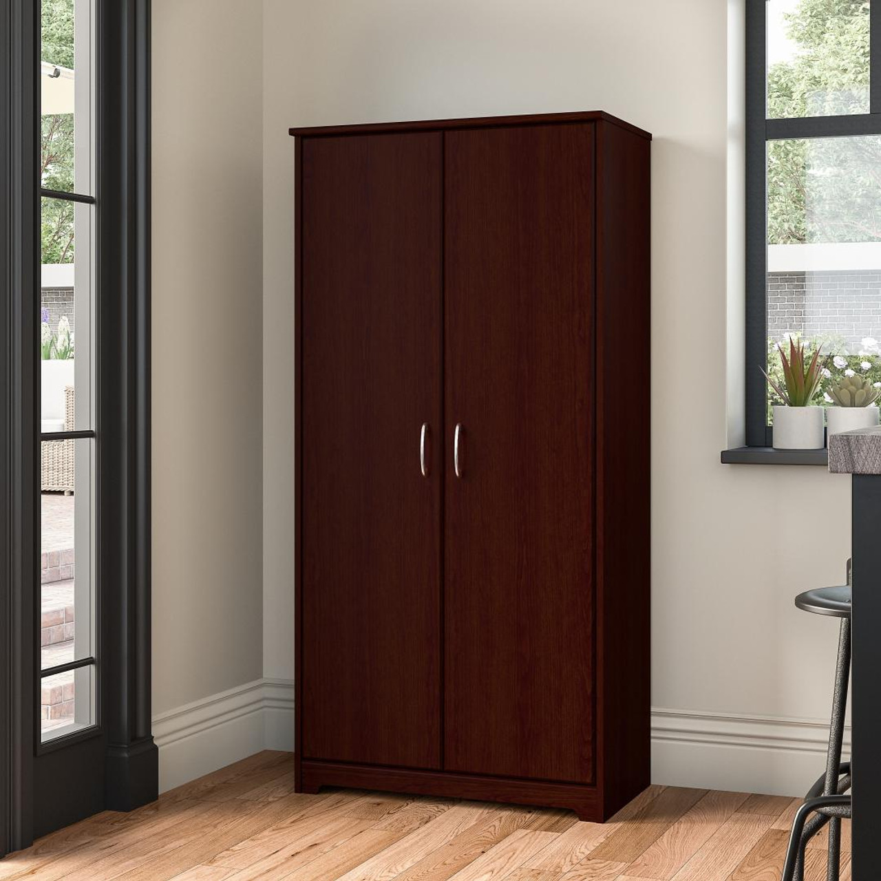 Bush Furniture Cabot Tall Storage Cabinet with Doors Harvest Cherry WC31499
