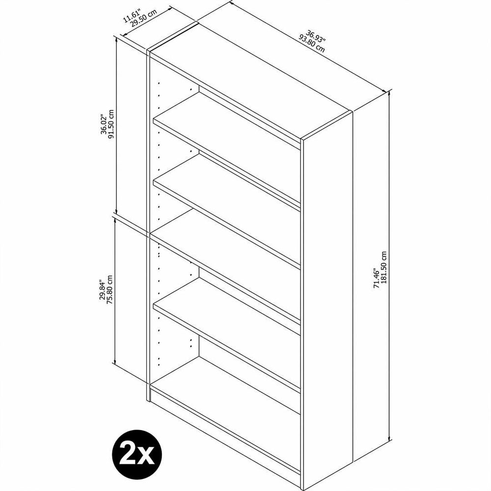 Bush Universal Bookcases Collection 5 Shelf Bookcase Set of 2 - UB003RO ...