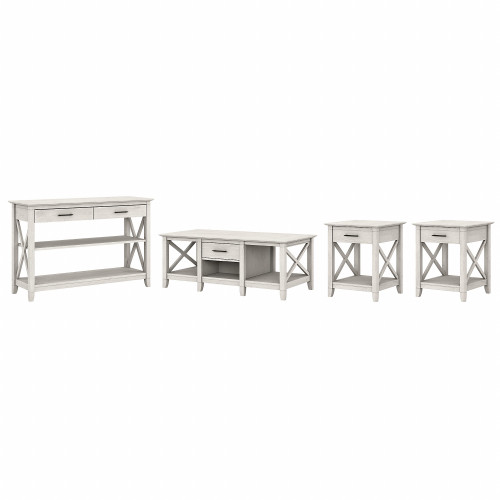 Bush Key West Coffee Table with Console Table and Set of 2 End Tables ...