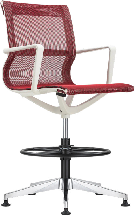 Eurotech by Raynor Kinetic Stool White Frame Designer Spider Mesh Red - EH301W-RED Free Shipping!