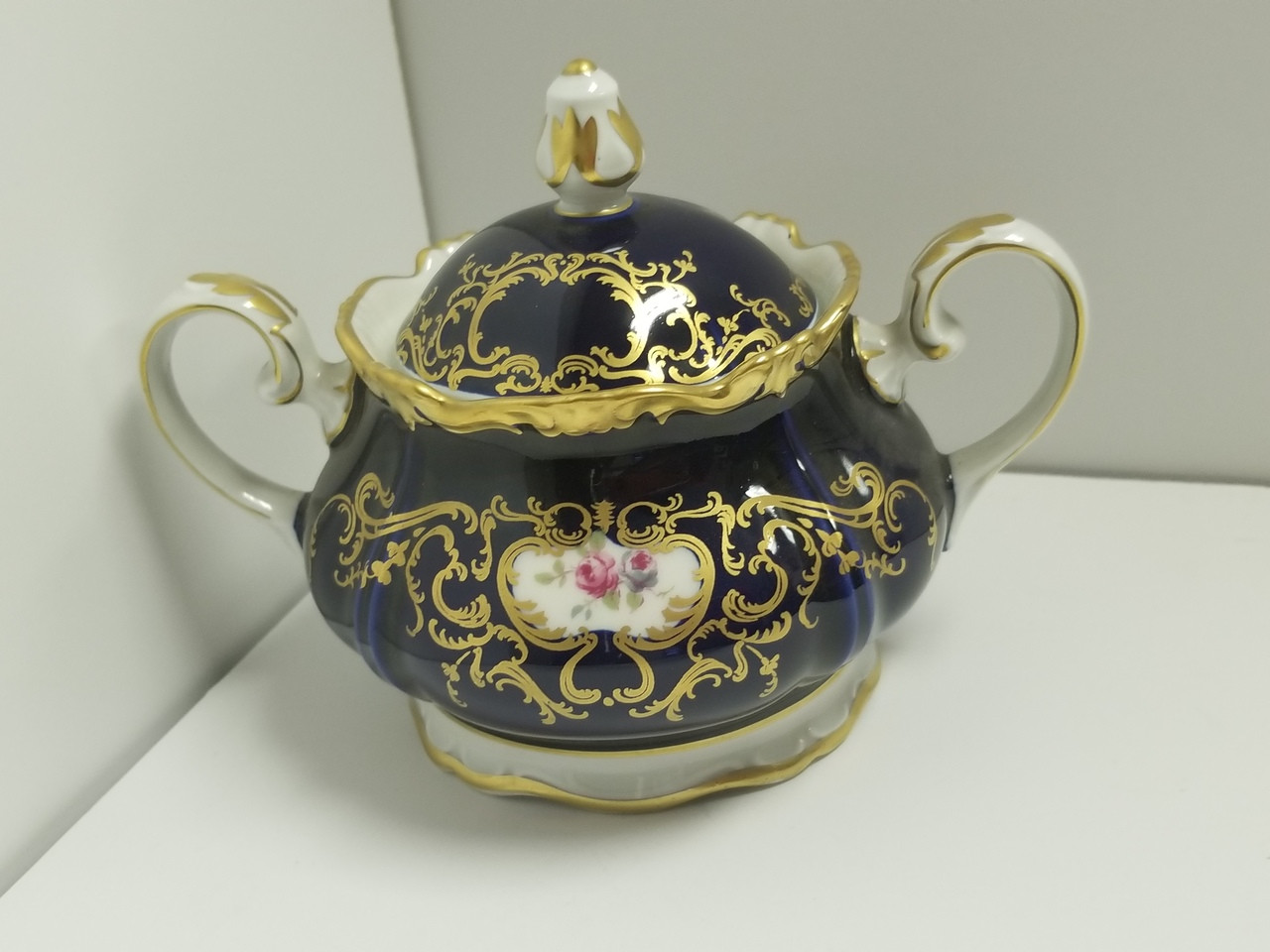 Reichenbach Echt Kobalt Blue & Gold Sugar Dish w/Lid - Annie Rooster's ...