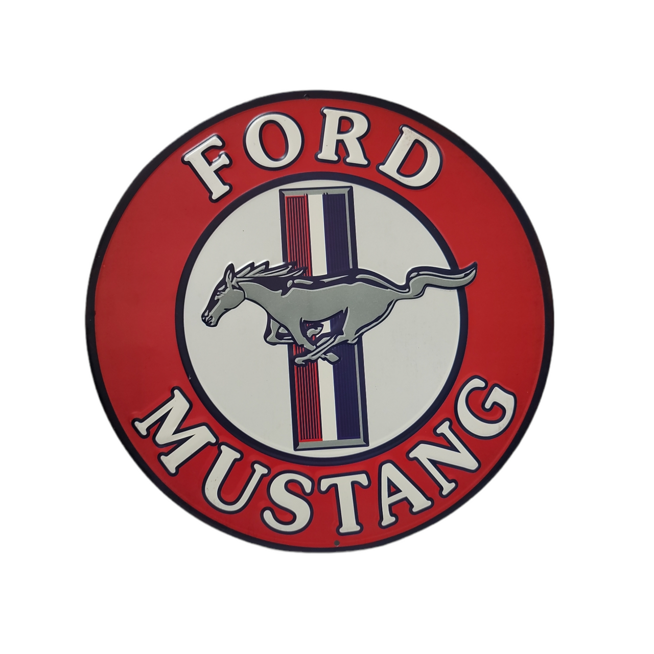 Ford Mustang Round Metal Sign - Annie Rooster's Sally Ann's Antiques ...
