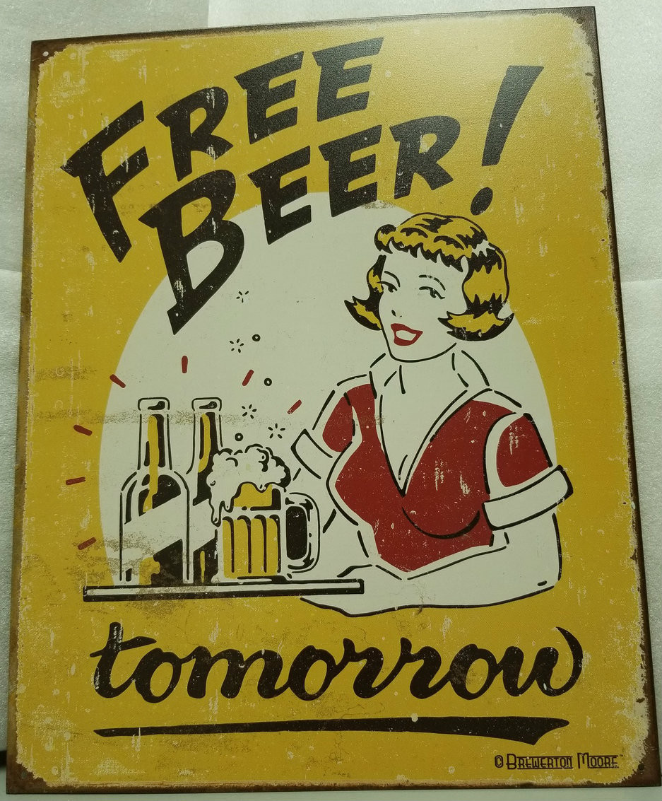 Free BEER Tin Sign - Annie Rooster's Sally Ann's Antiques, Collectibles ...