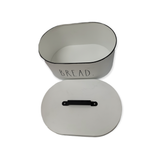 Rae Dunn Farmhouse White Black Metal Bread Box - Annie Rooster's Sally ...