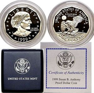 1999 Susan B. Anthony Proof Dollar Coin - Annie Rooster's Sally Ann's Antiques, Collectibles And ...